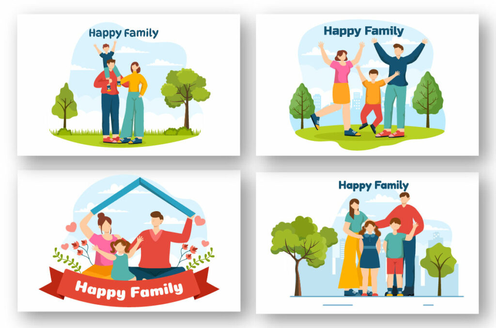 12 Happy Family Illustration - MasterBundles