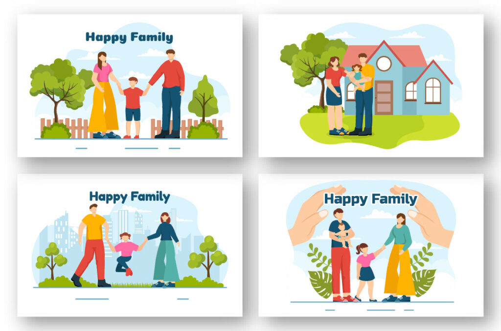 12 Happy Family Illustration - MasterBundles