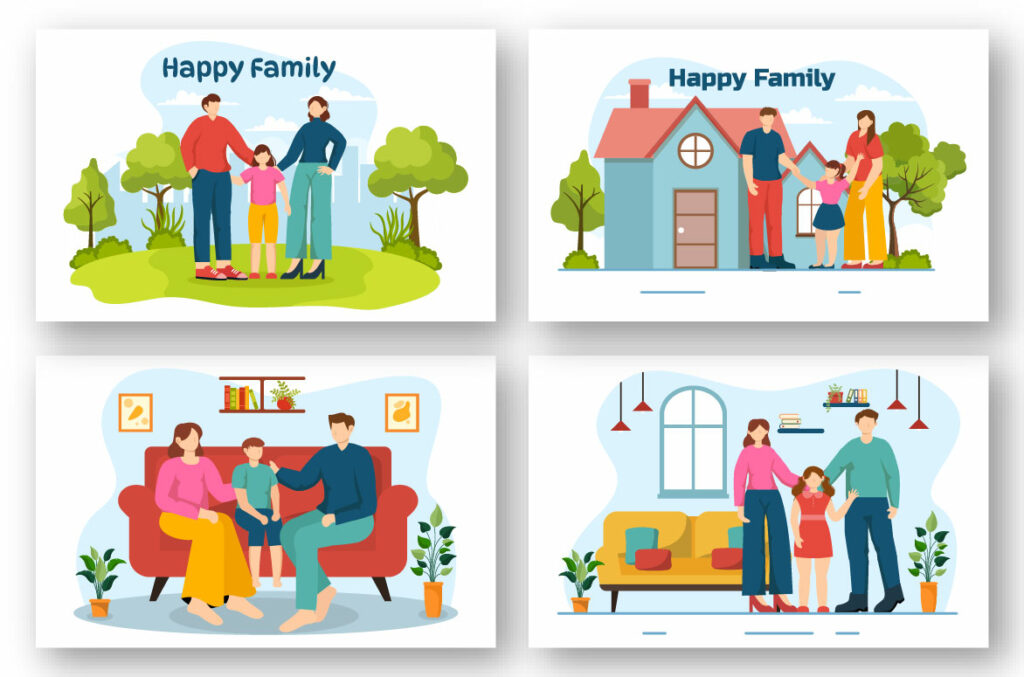 12 Happy Family Illustration - MasterBundles