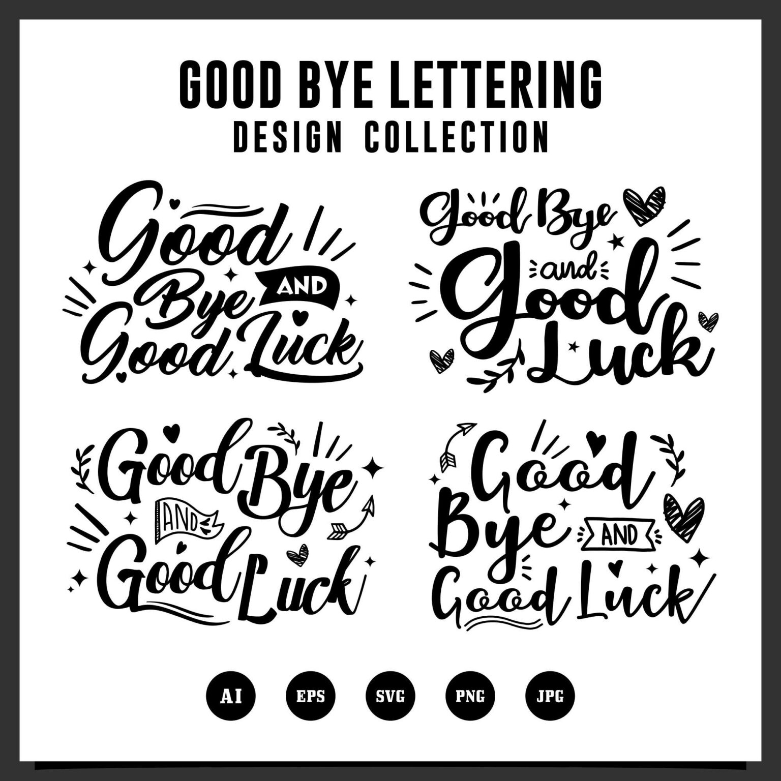 Set Good bye and Good Luck lettering collection - $6 - MasterBundles