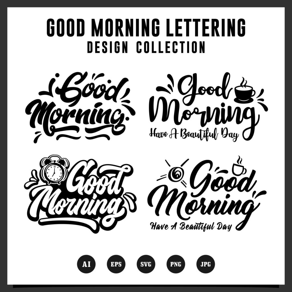 Set Good morning lettering design collection - $6 - MasterBundles