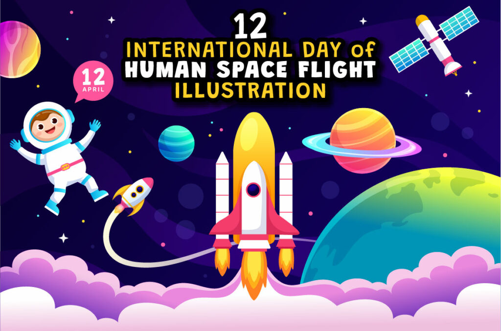 12 Human Space Flight Day Illustration - MasterBundles