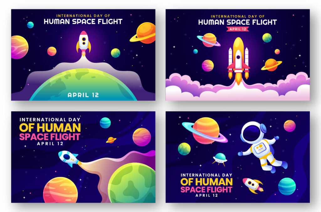 12 Human Space Flight Day Illustration - MasterBundles