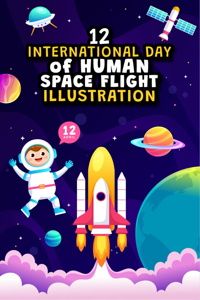 12 Human Space Flight Day Illustration - MasterBundles