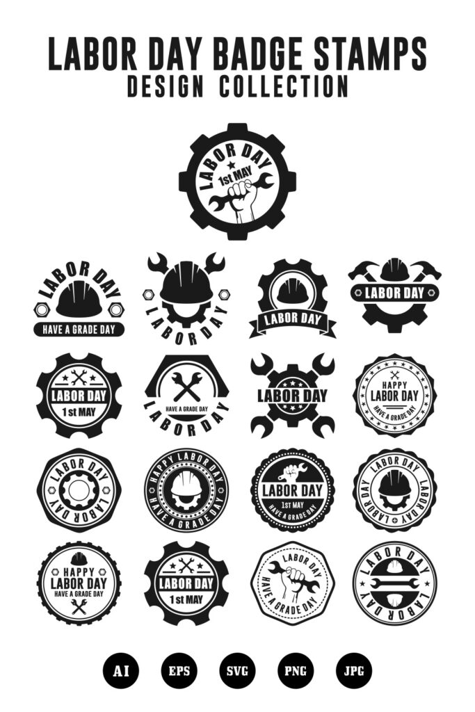 17 Labor Day badge stamps logo design - $6 - MasterBundles