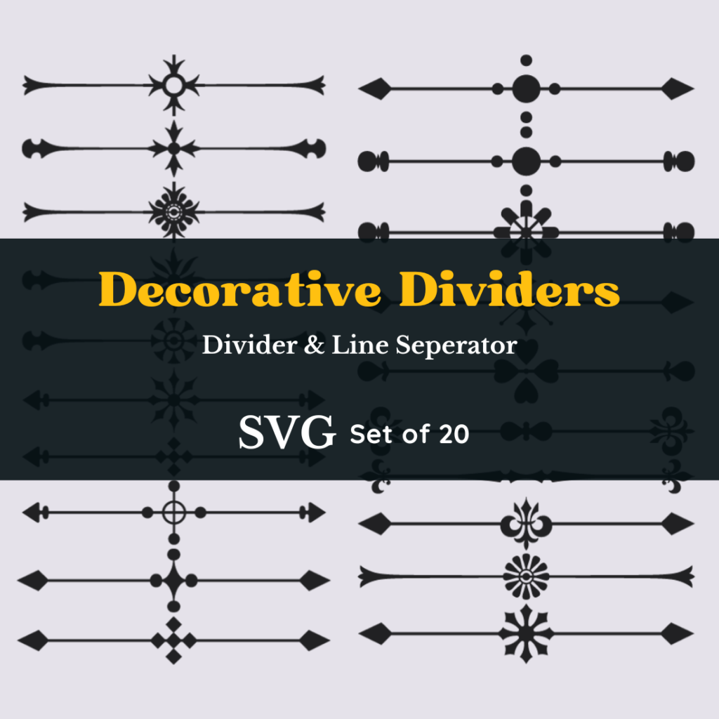 Set of 20 Simple Decorative Divider Thin Lline Page Seperator ...