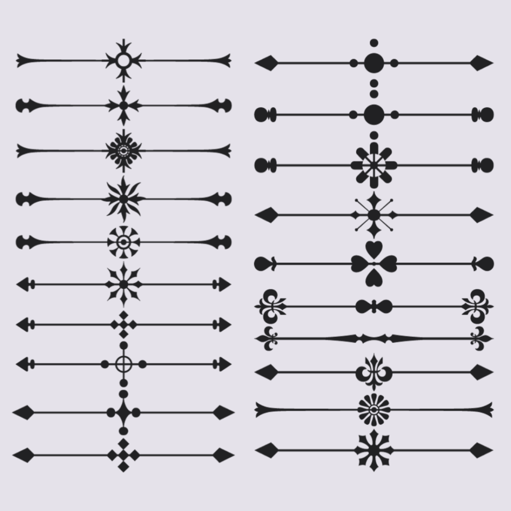 Set of 20 Simple Decorative Divider Thin Lline Page Seperator ...