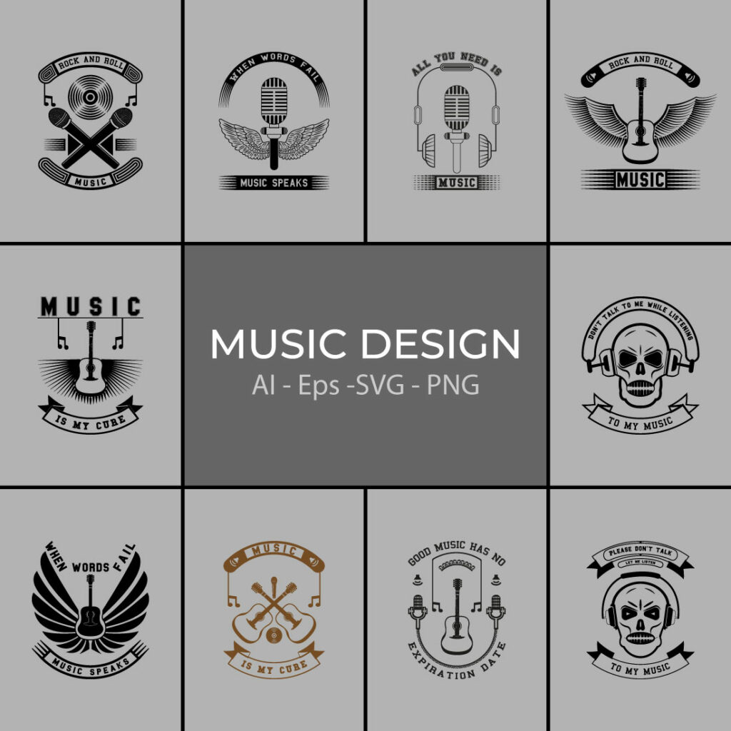 10 Music T Shirt Designs Bundle - MasterBundles