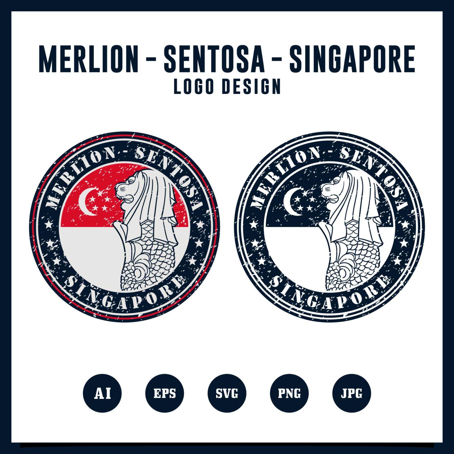 Merlion sentosa singapore logo design collection - $4 - MasterBundles