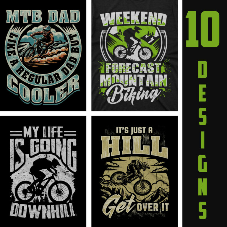 10 amazing Downhill, mountain bike t shirt design - MasterBundles ...