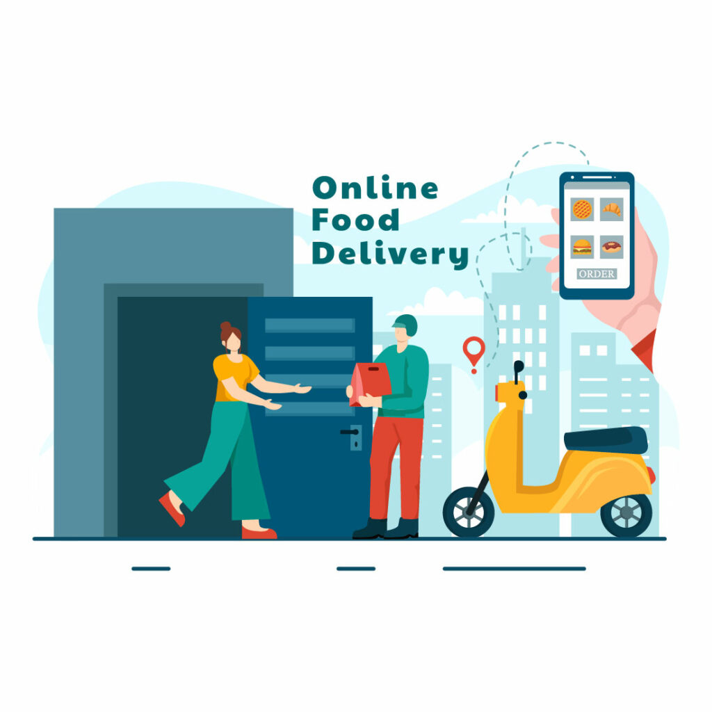12 Online Food Delivery Illustration - MasterBundles