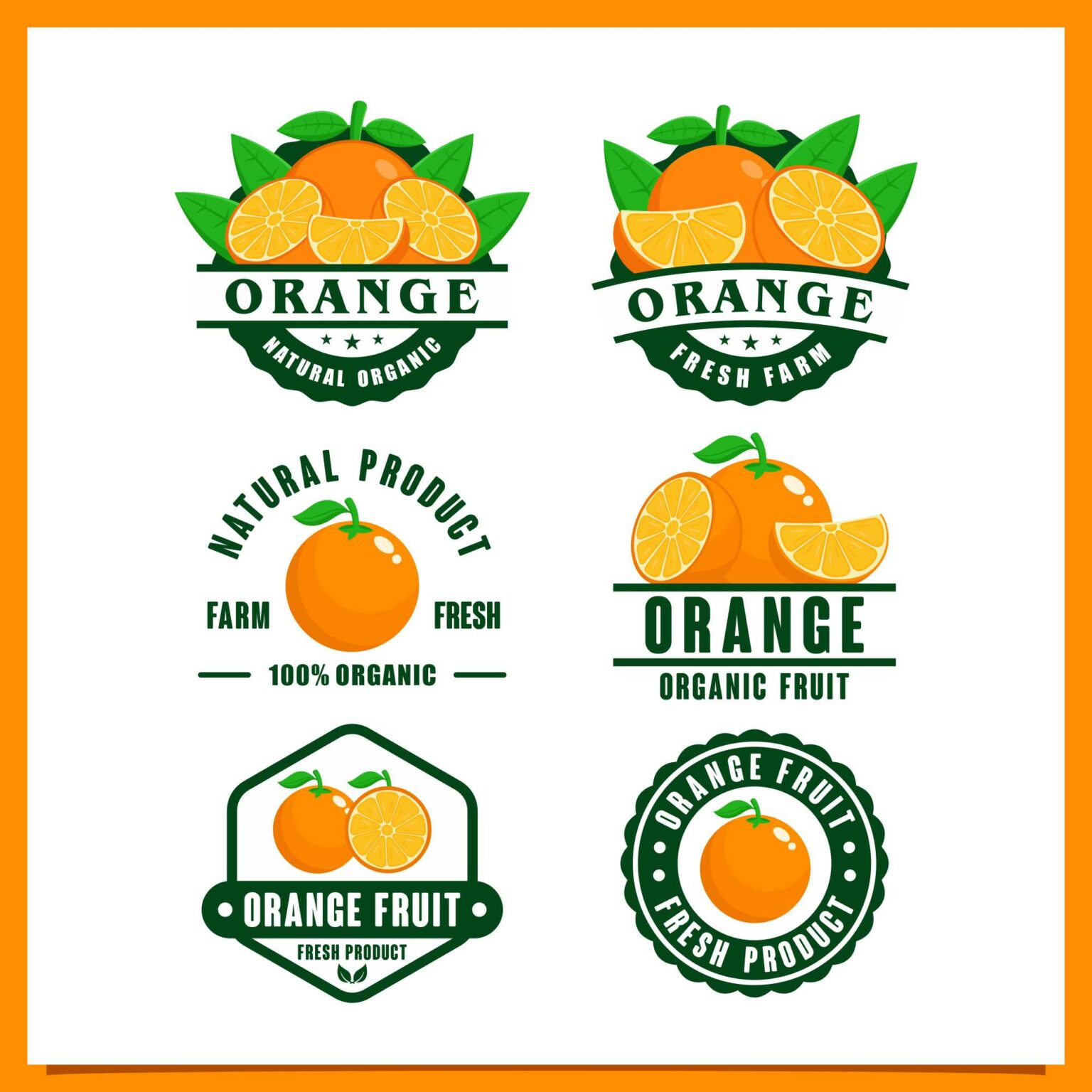 Set Orange fruit fram fresh logo collection - $6 - MasterBundles