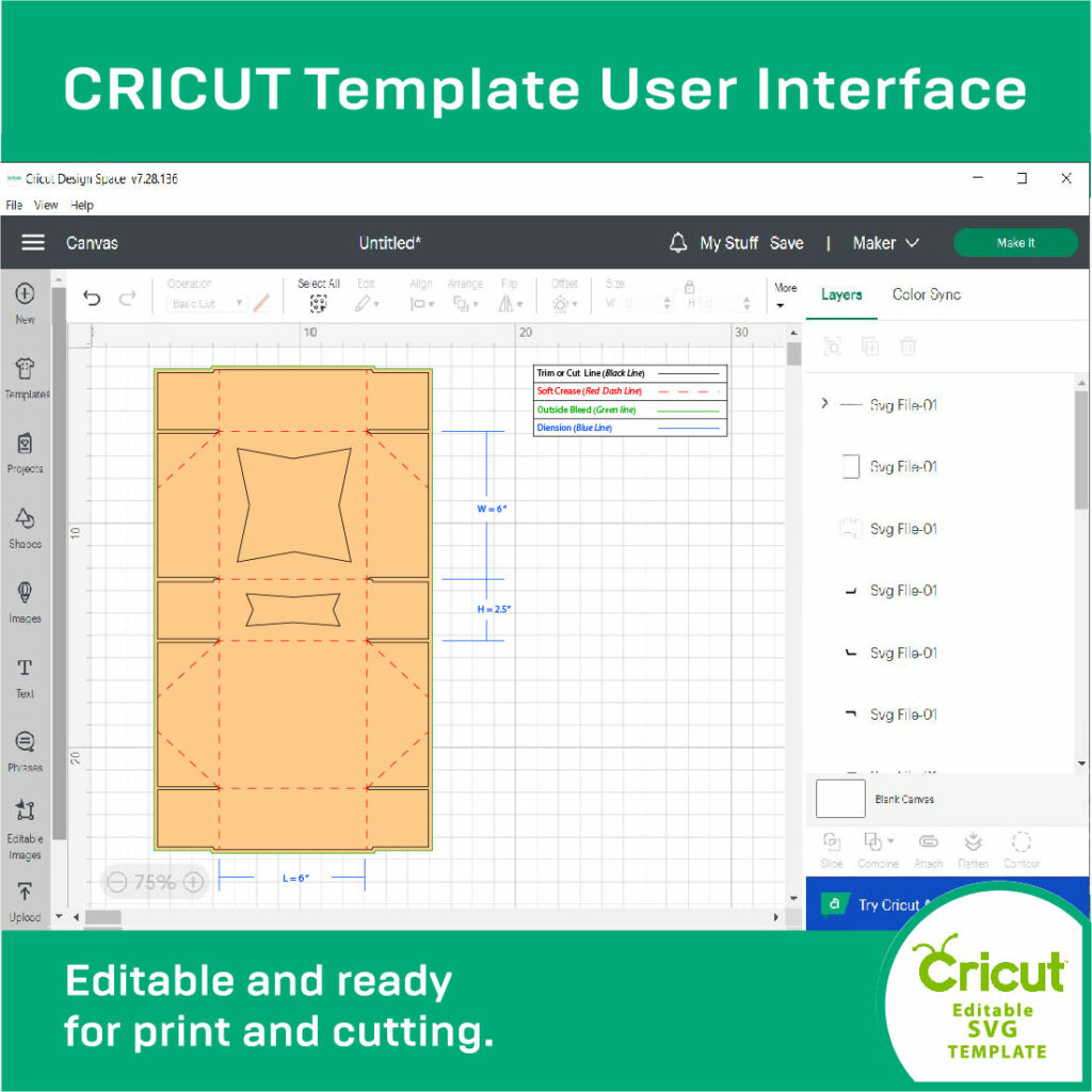 Pie Box, Dieline Template, SVG, EPS, PDF, DXF, Ai, PNG, JPEG ...