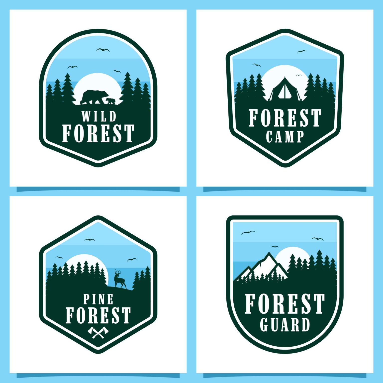 Set Pine forest badge logo collection - $4 - MasterBundles
