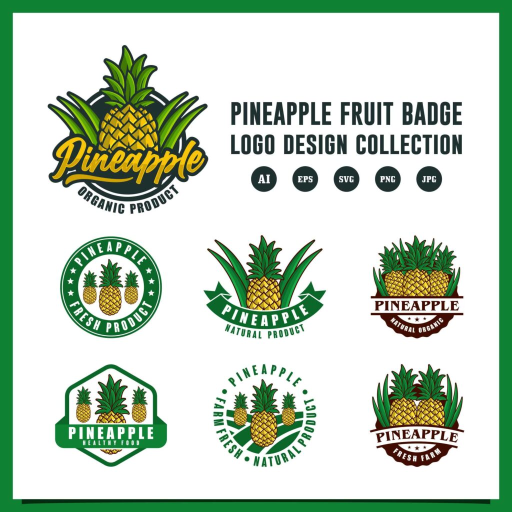 Set Pineapple badge logo design collection - $8 - MasterBundles