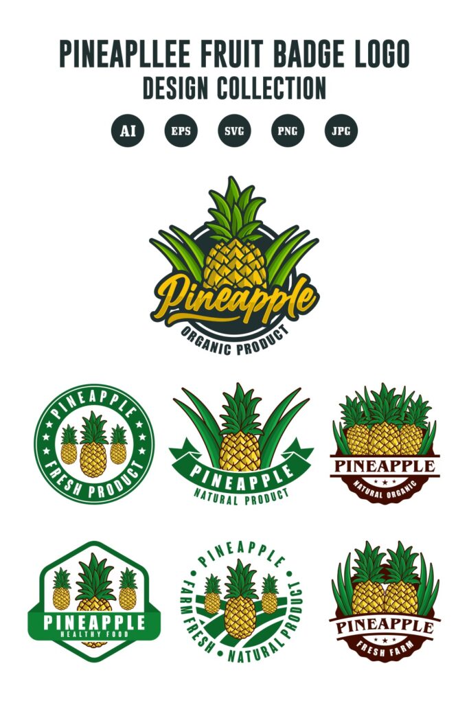 Set Pineapple badge logo design collection - $8 - MasterBundles