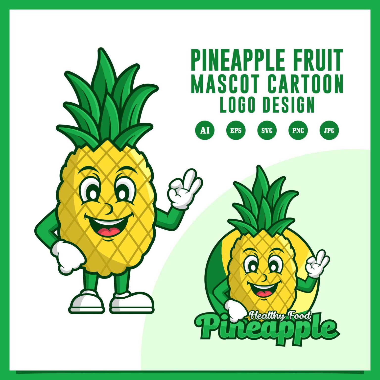 Set Pineapple fruit mascot cartoon logo design - $6 - MasterBundles