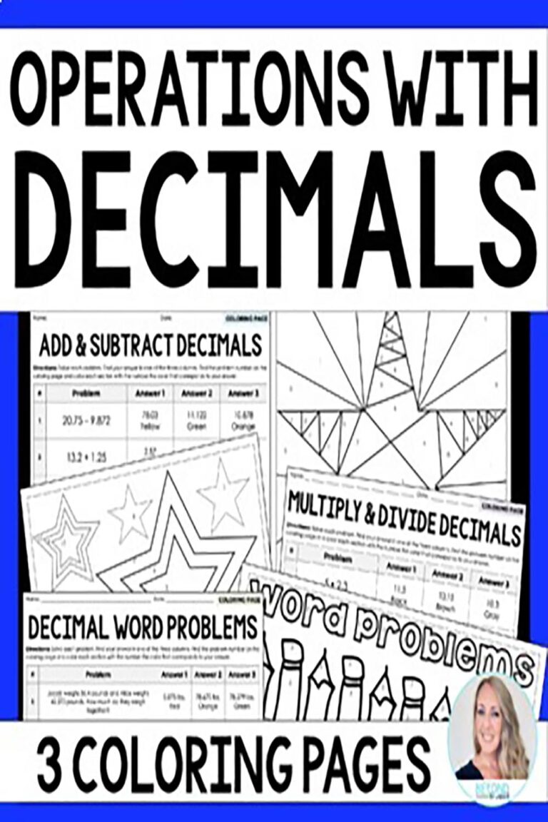 Decimal Operations Coloring Pages Mini Collection - MasterBundles