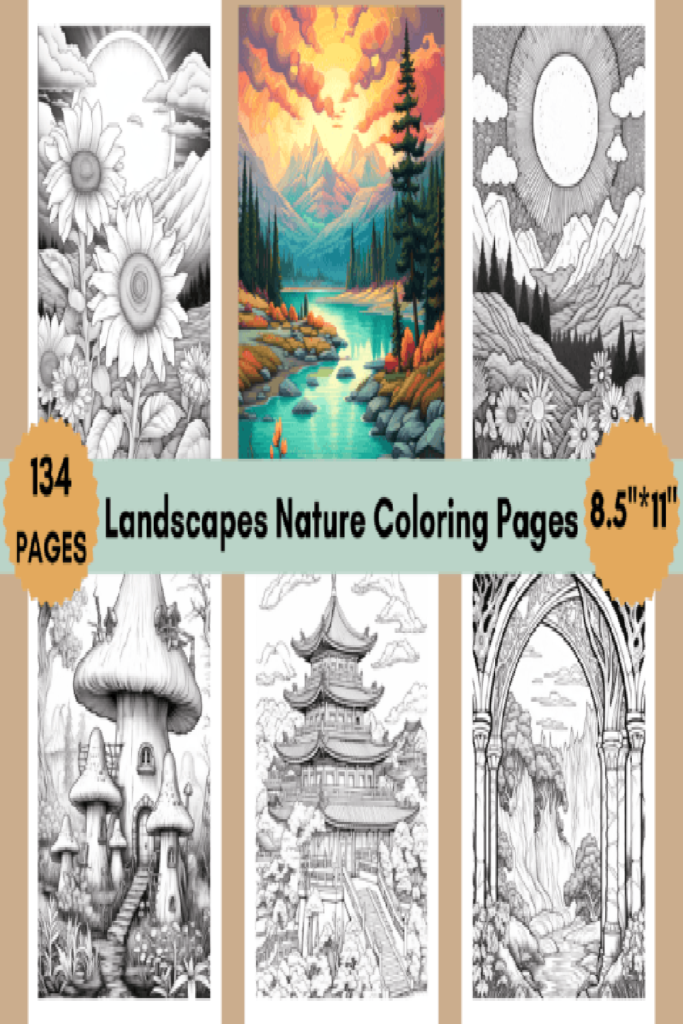 134 Relaxing Landscapes Coloring Pages - MasterBundles