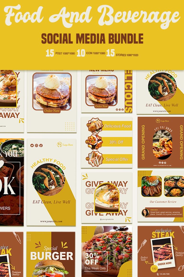 Ultimate Food instagram post bundle, food blogger post templates ...