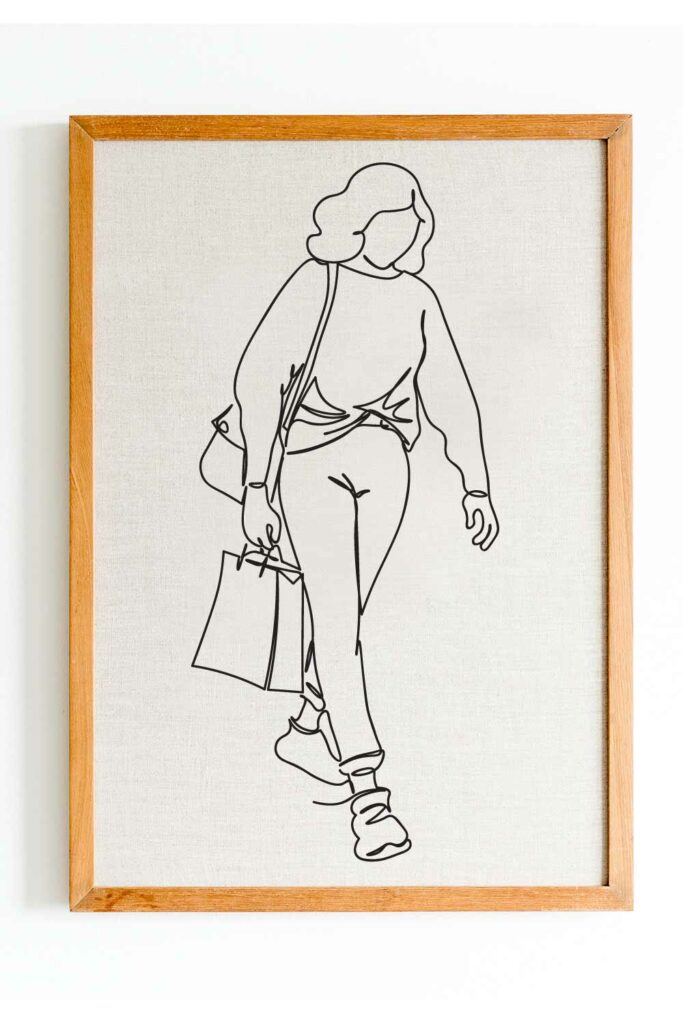 Girl Walking Single Line Art Drawing For Personal Or Commercial Use ...