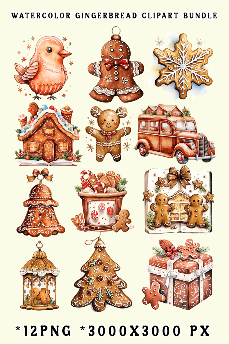 Watercolor Gingerbread Clipart Bundle - MasterBundles