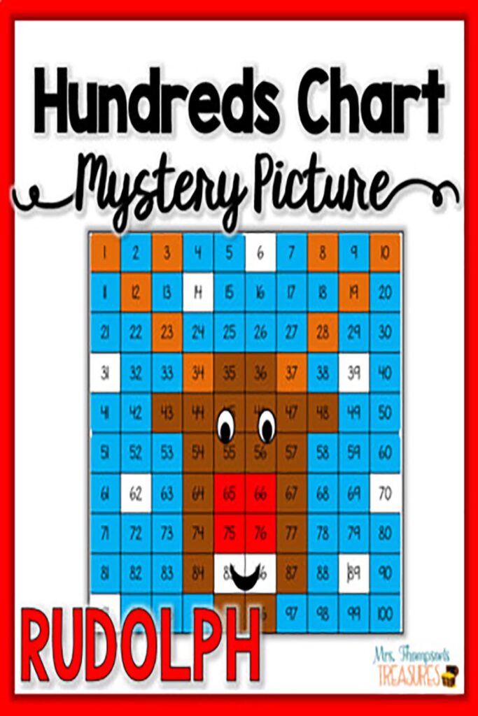 Rudolph Hundreds Chart Christmas Math Activities - MasterBundles