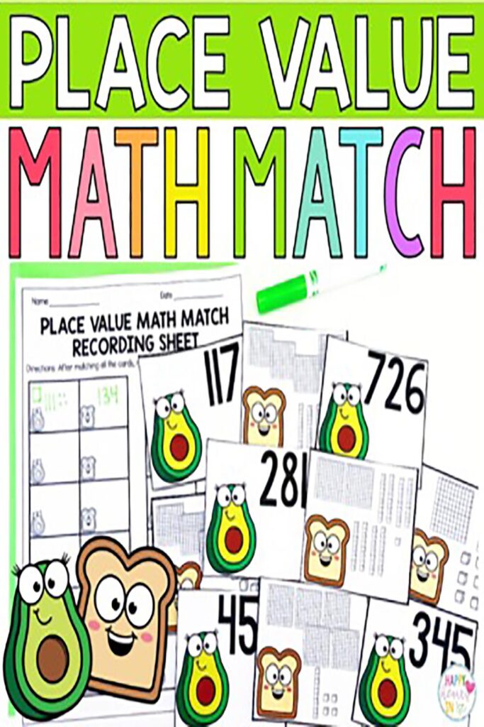 Place Value Memory Match Math Game Center Activity - MasterBundles