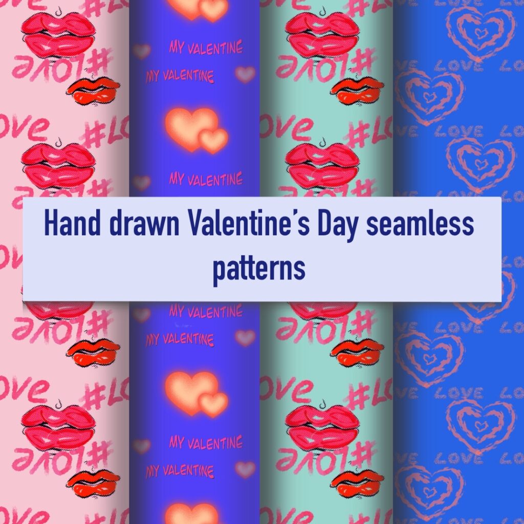 Hand Drawn Valentine's Day Seamless Patterns