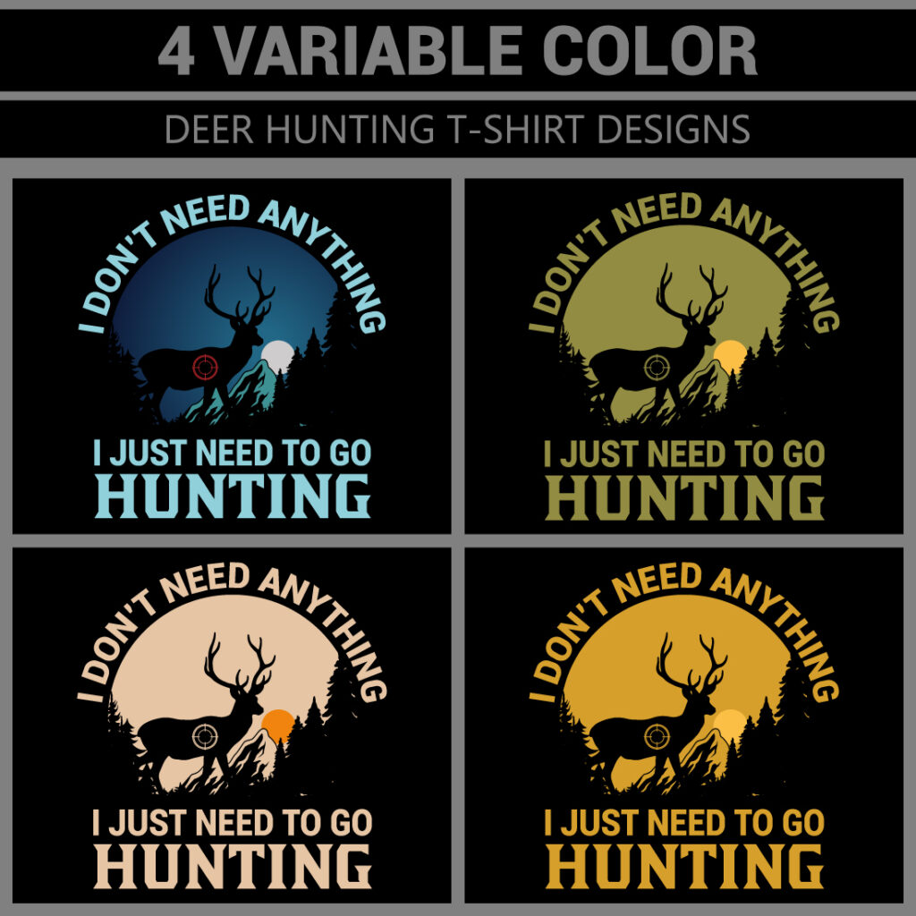 4 Variable Color DEER HUNTING T-Shirt Designs - MasterBundles
