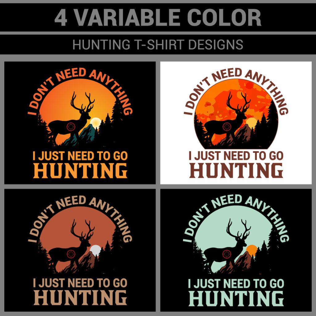 4 Variable Color HUNTING T-Shirt Designs - MasterBundles