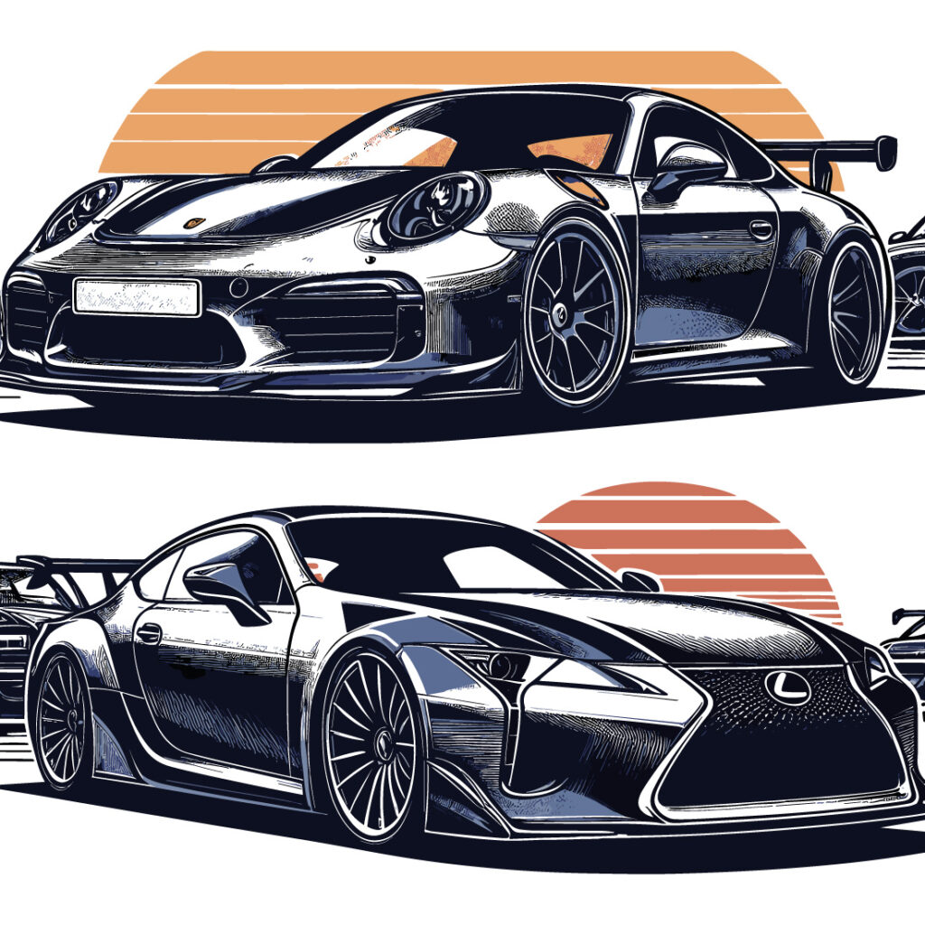 Collection of retro muscle cars and cars service. - MasterBundles