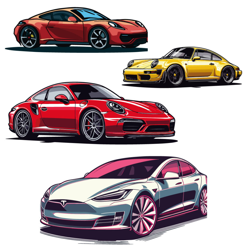 realistic vector cars collections with gradients and trancperncye ...