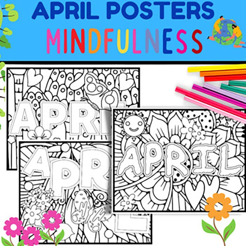 Spring Theme APRIL Mindfulness Coloring Sheets Mandala, April Activity ...