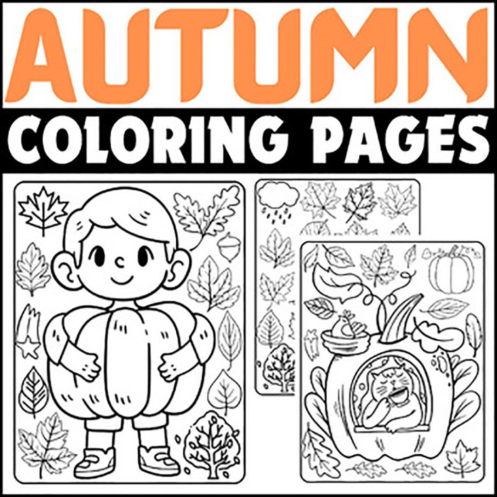 Fall Coloring Pages | Autumn Coloring Pages - MasterBundles