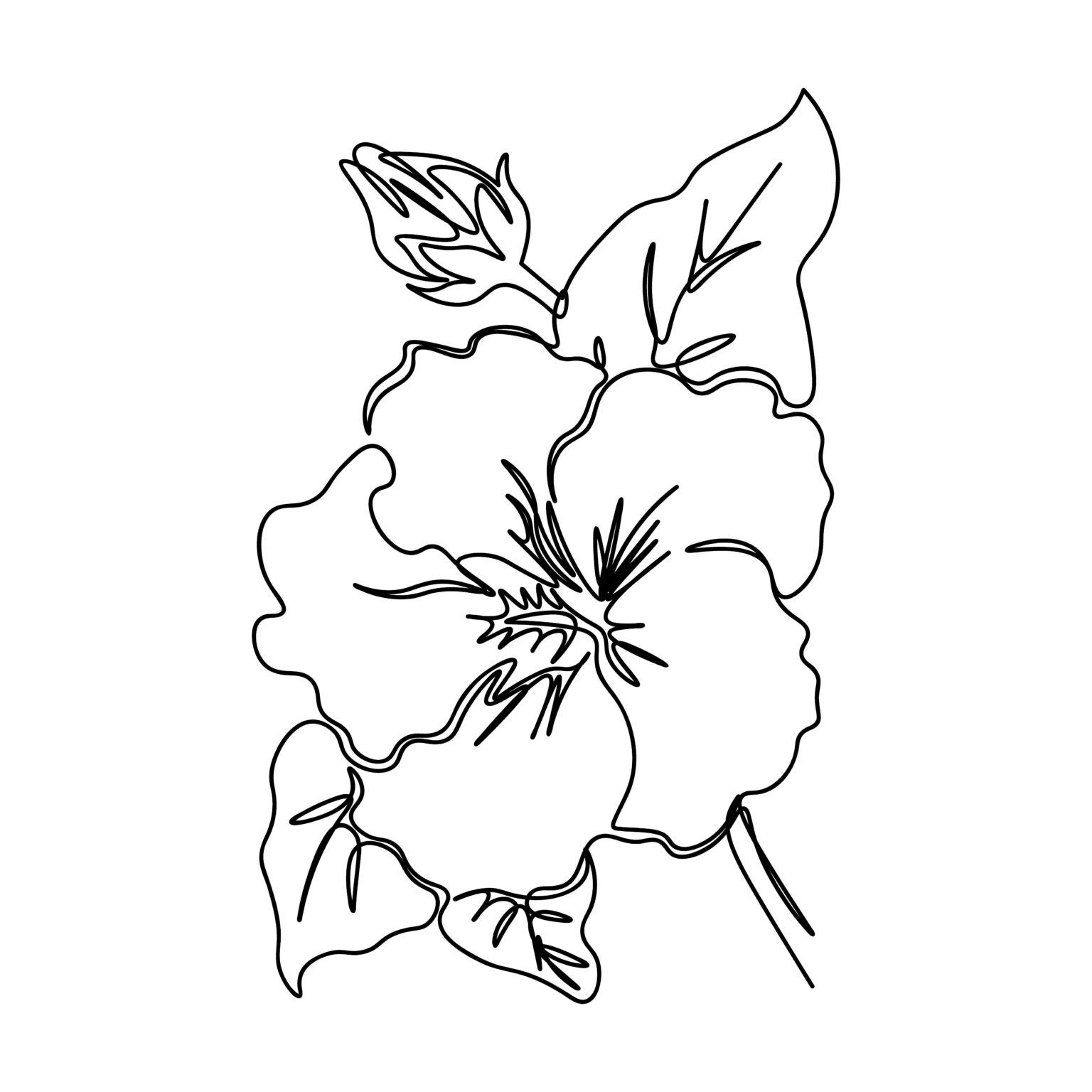 Hibiscus Flower Single Line Art Drawing For Personal Or Commercial Use ...