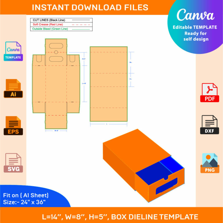 Pizza Box Dieline Template AI, EPS, SVG, DXF, PDF, JPG, files - MasterBundles