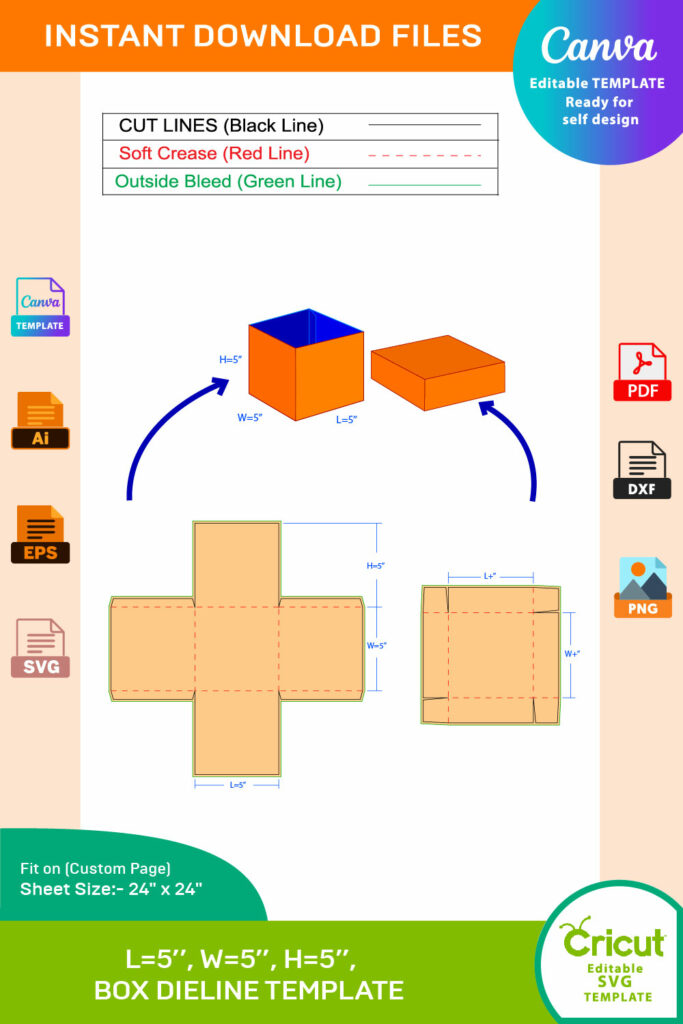 Simple Explasion Box, Storage Box Dieline Template SVG, Ai, EPS, PDF ...