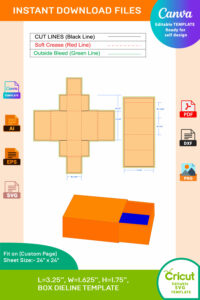 Slide Match Box, Dieline Template, SVG, EPS, PDF, DXF, Ai, PNG, JPEG ...
