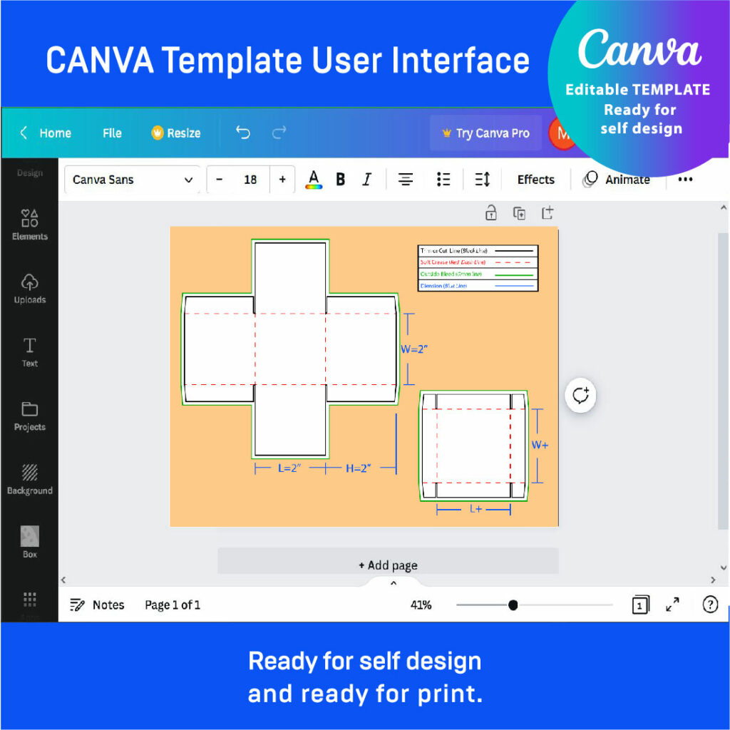 Square Box With Lid, Favor Gift Box Dieline Template SVG, Ai, EPS, PDF ...