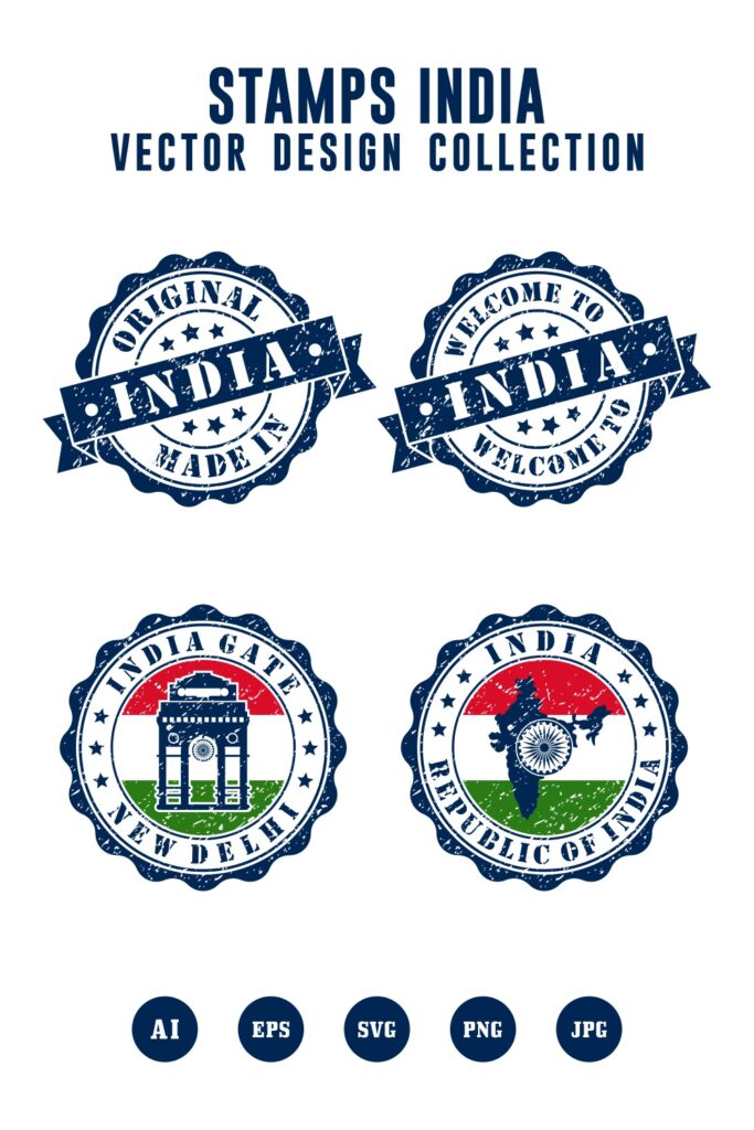 welcome to India vector stamps logo design collection - $4 - MasterBundles