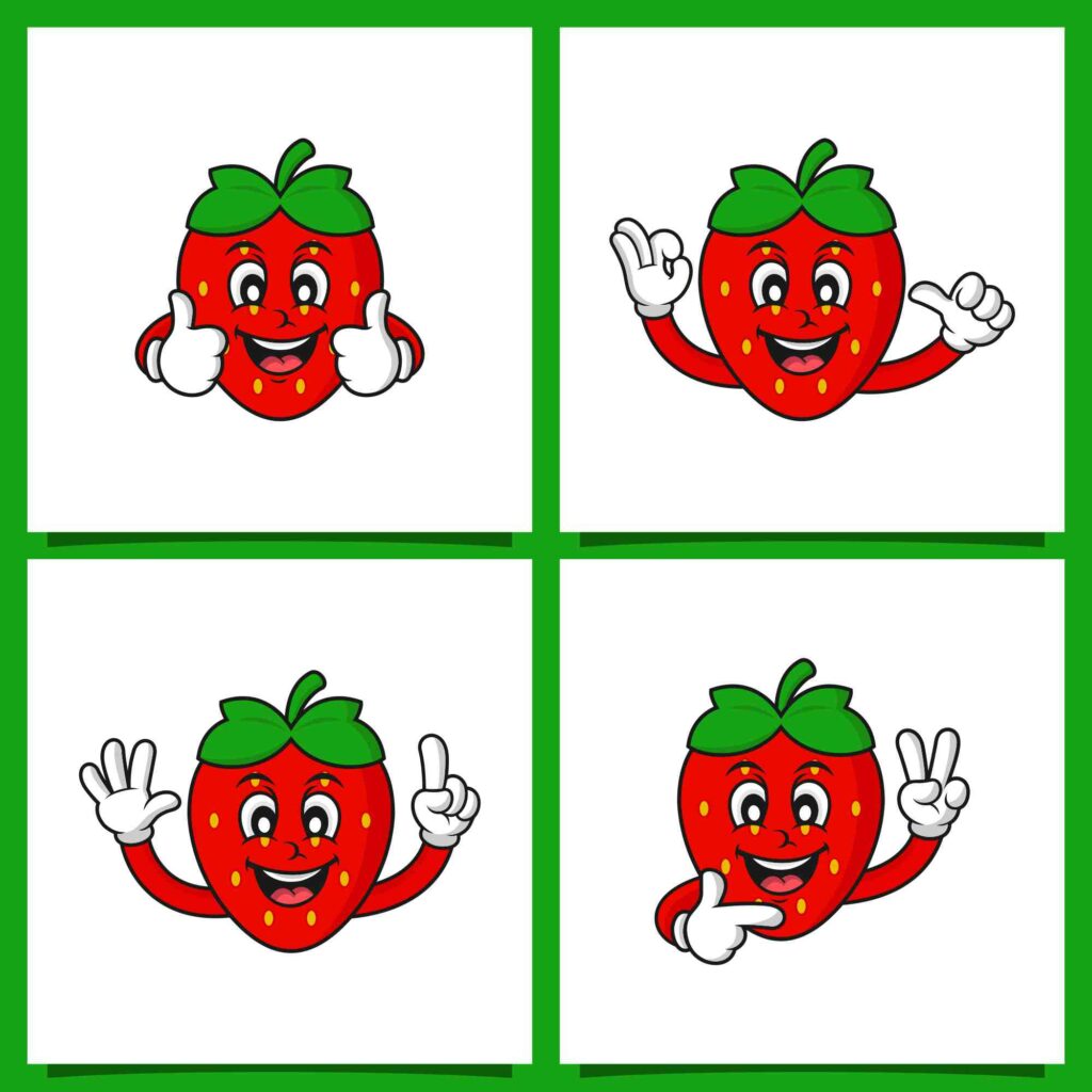 Set Strawberry fruit mascot design collection - $8 - MasterBundles