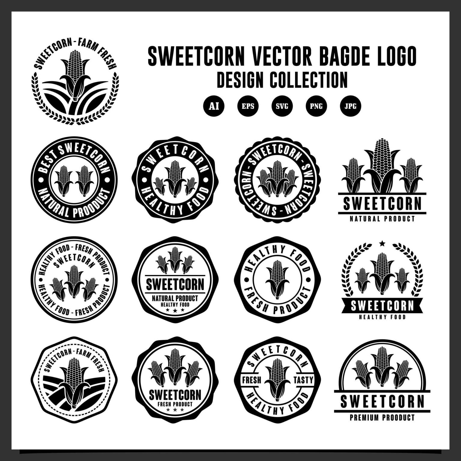 Set Sweetcorn vector badge design collection - $6 - MasterBundles