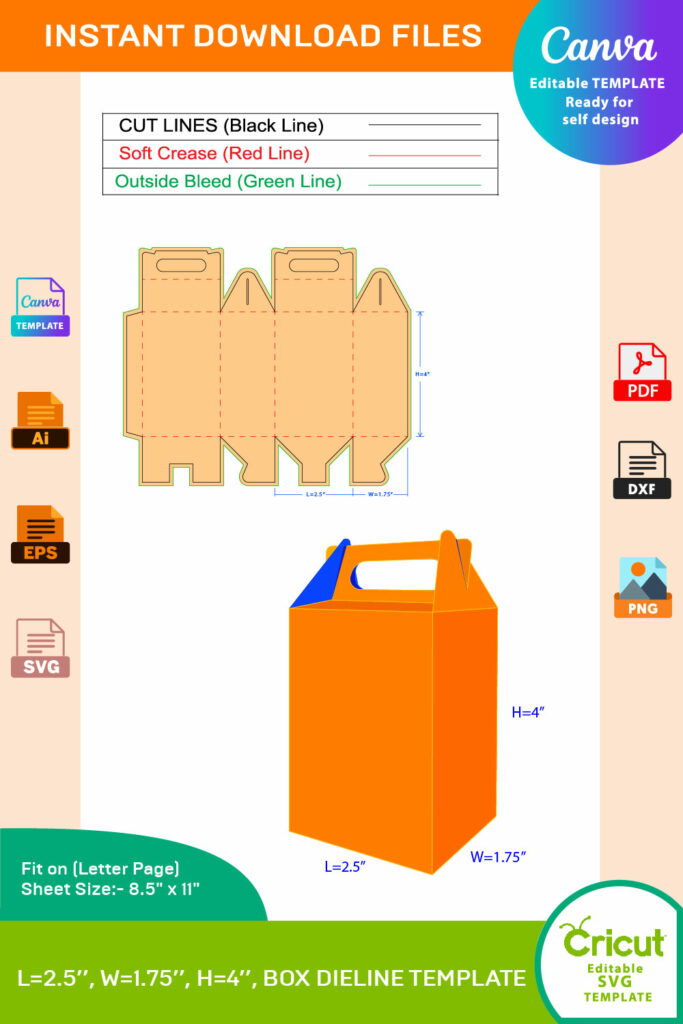 Tall Gable Box, Dieline Template - MasterBundles