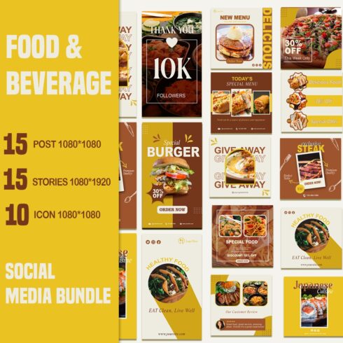 Ultimate Food instagram post bundle, food blogger post templates ...