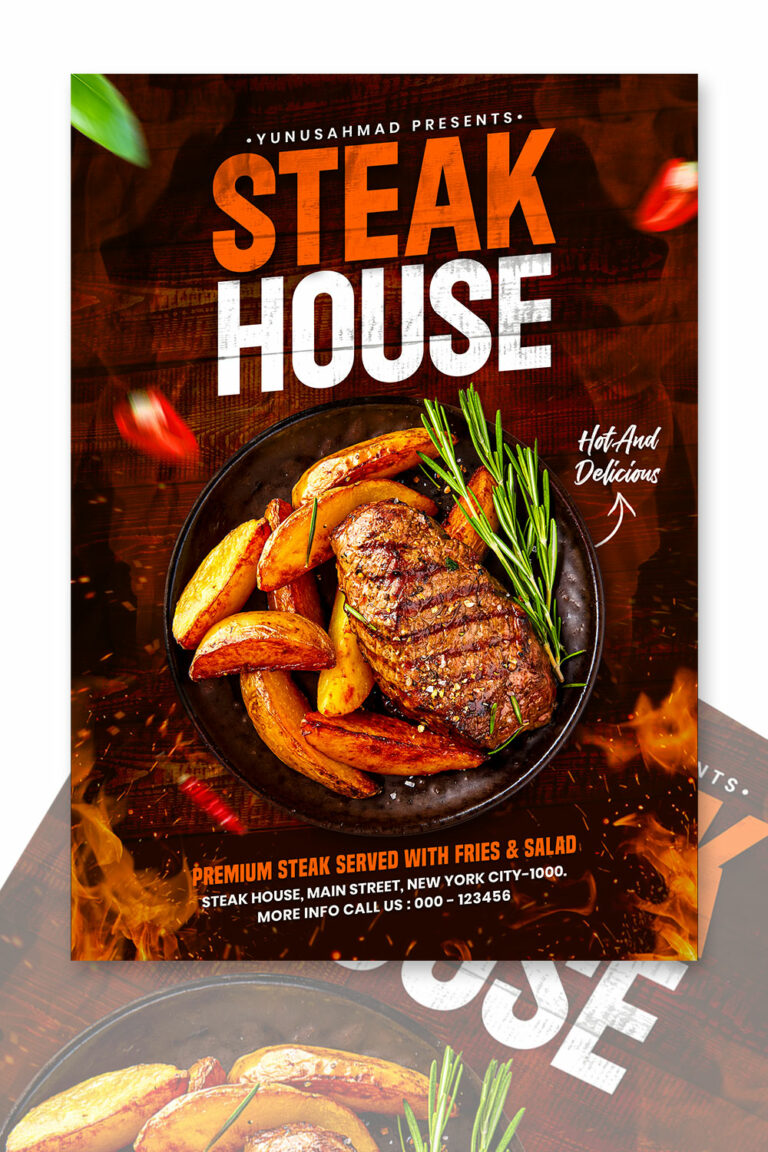 Steak house flyer design template - MasterBundles