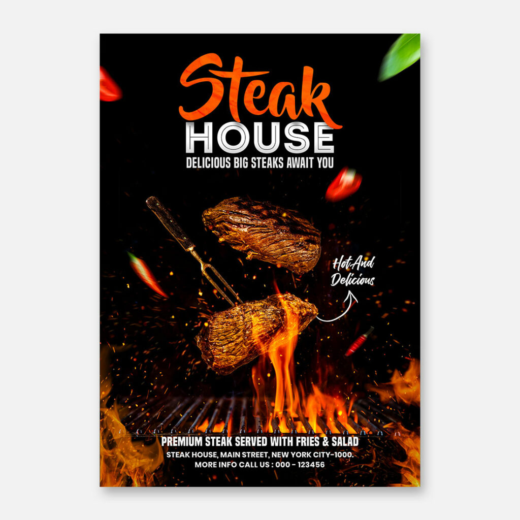 Steak house flyer design template - MasterBundles