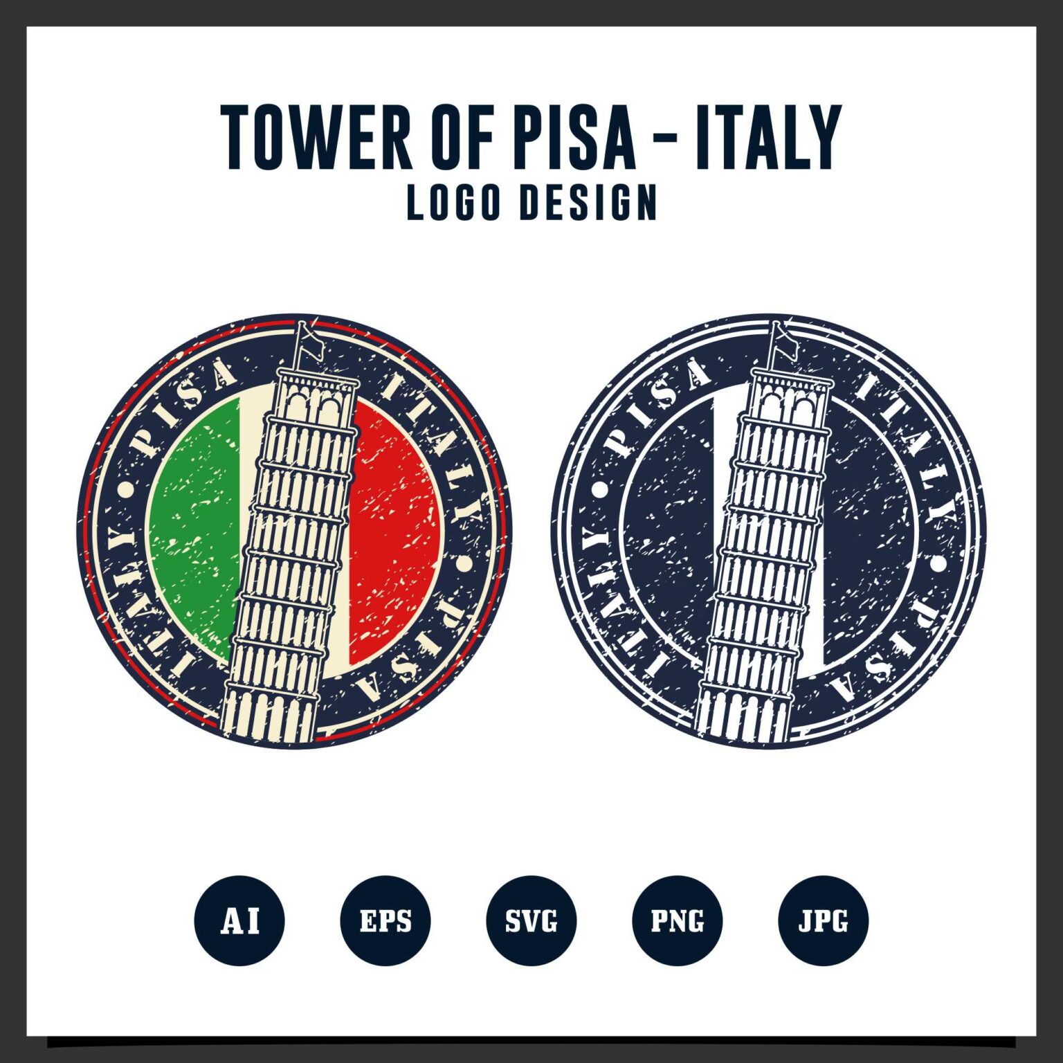 Tower of pisa italy logo design collection - $4 - MasterBundles