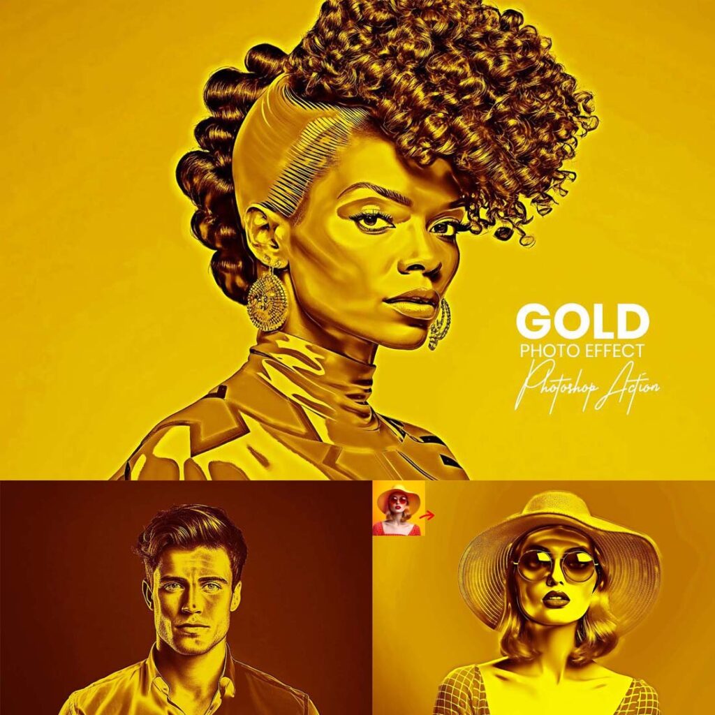 Gold Photo Effect Photoshop Action - MasterBundles