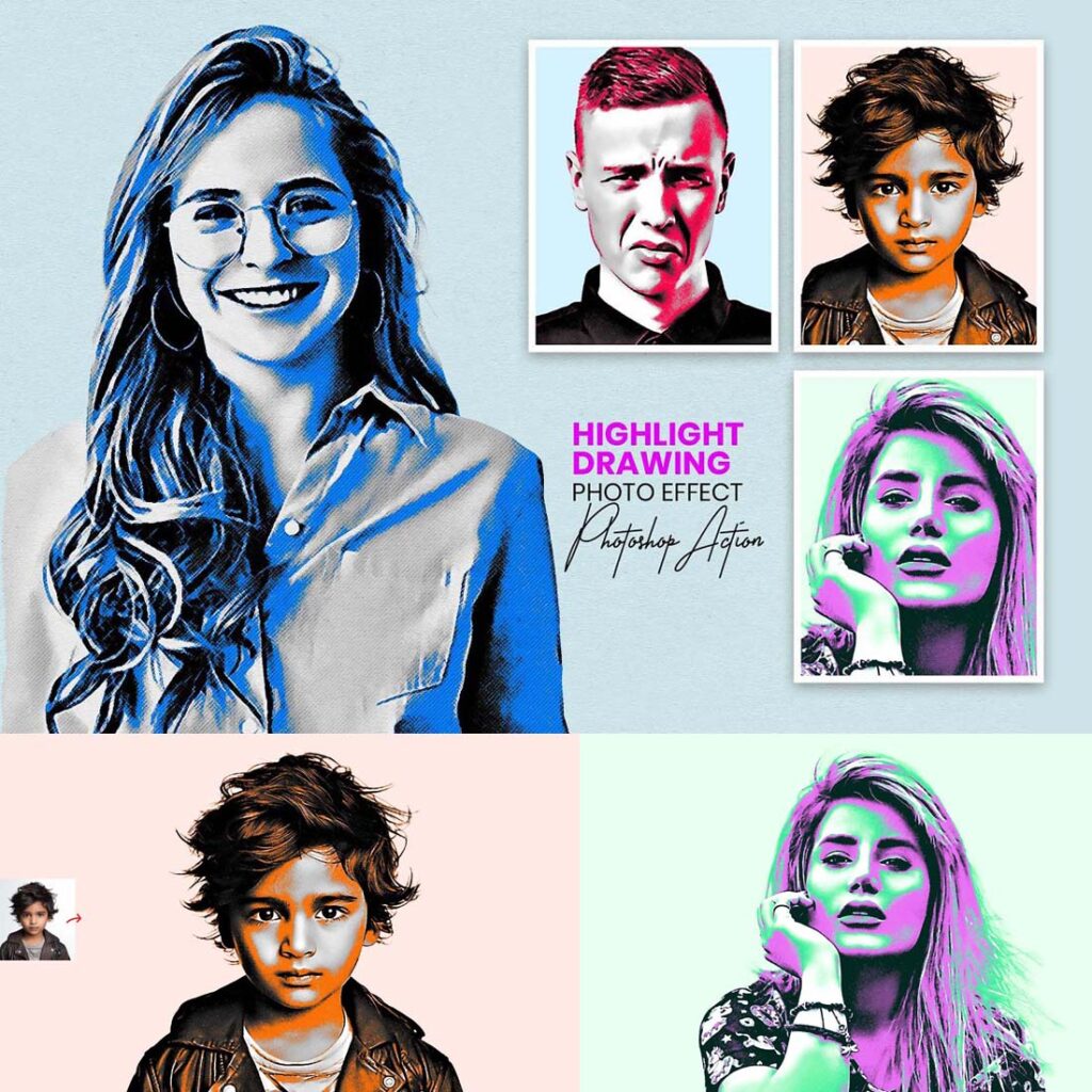 Highlight Drawing Photoshop Action - MasterBundles